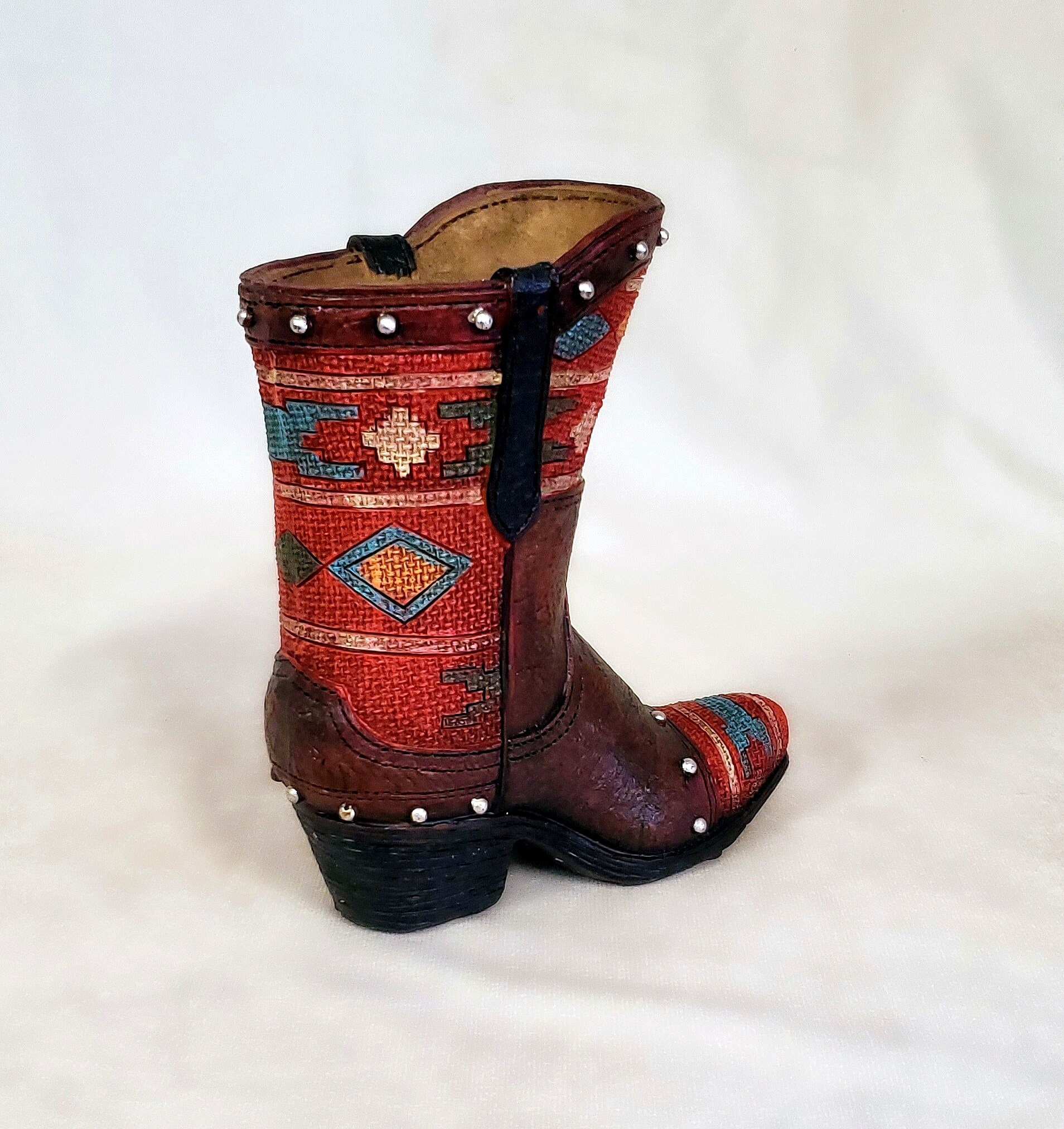 Native American Southwestern Cowboy Boot Coin Bank, Aztec Design, Kids ...