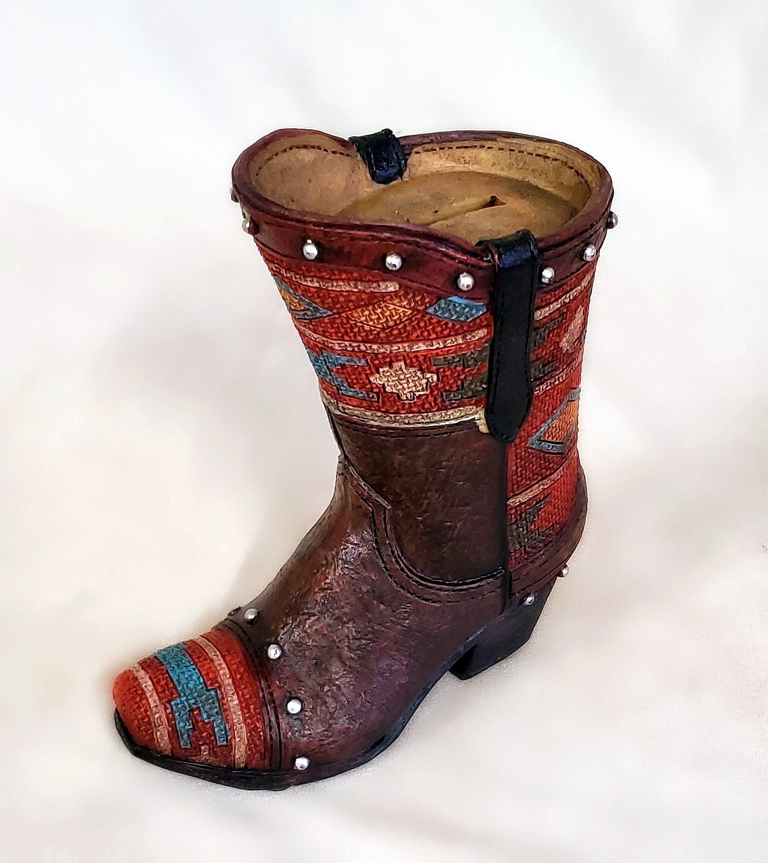 Native American Southwestern Cowboy Boot Coin Bank, Aztec Design, Kids ...