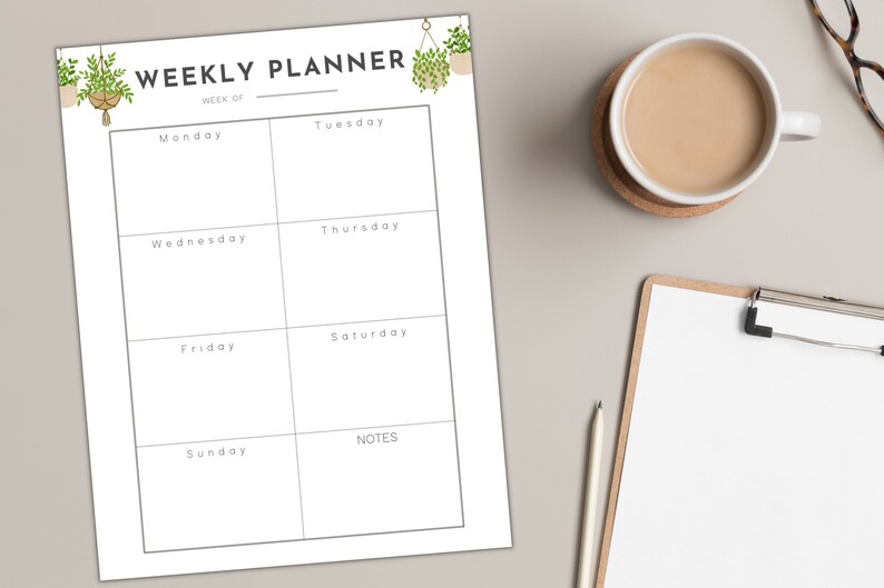 Weekly Planner Printable to Do List Cute Undated Digital Planner ...