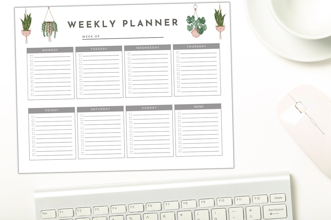 Weekly Planner Printable Checklist Cute Digital Planner Undated to Do ...