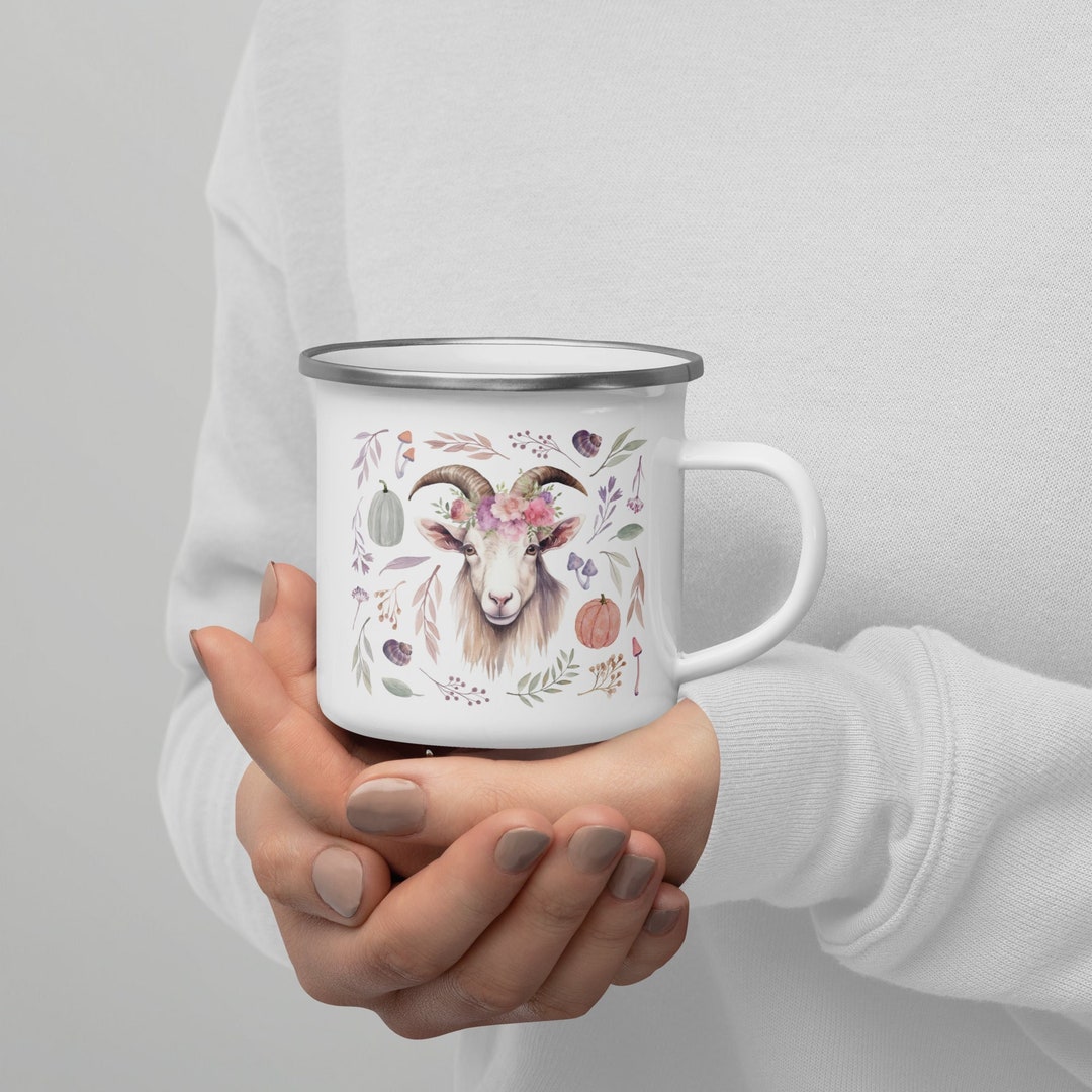 Goat Enamel Mug Cottagecore Decor Country Girl Gifts | Cute Coffee Cup ...