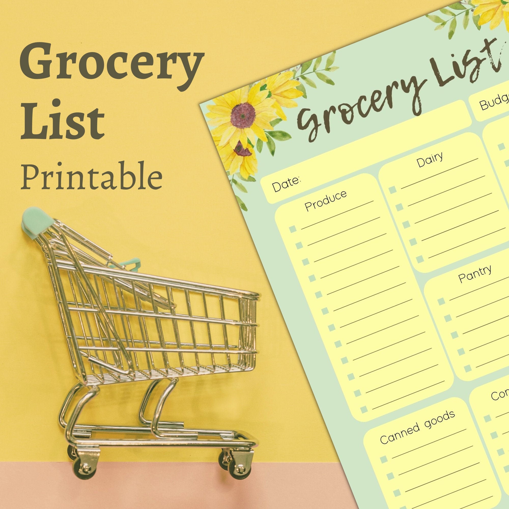 Grocery List Printable Planner Digital Download Cottagecore Etsy