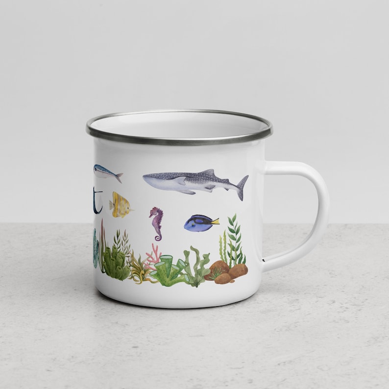 Under the Sea Enamel Mug Nautical Decor Ocean Unique Coffee - Etsy