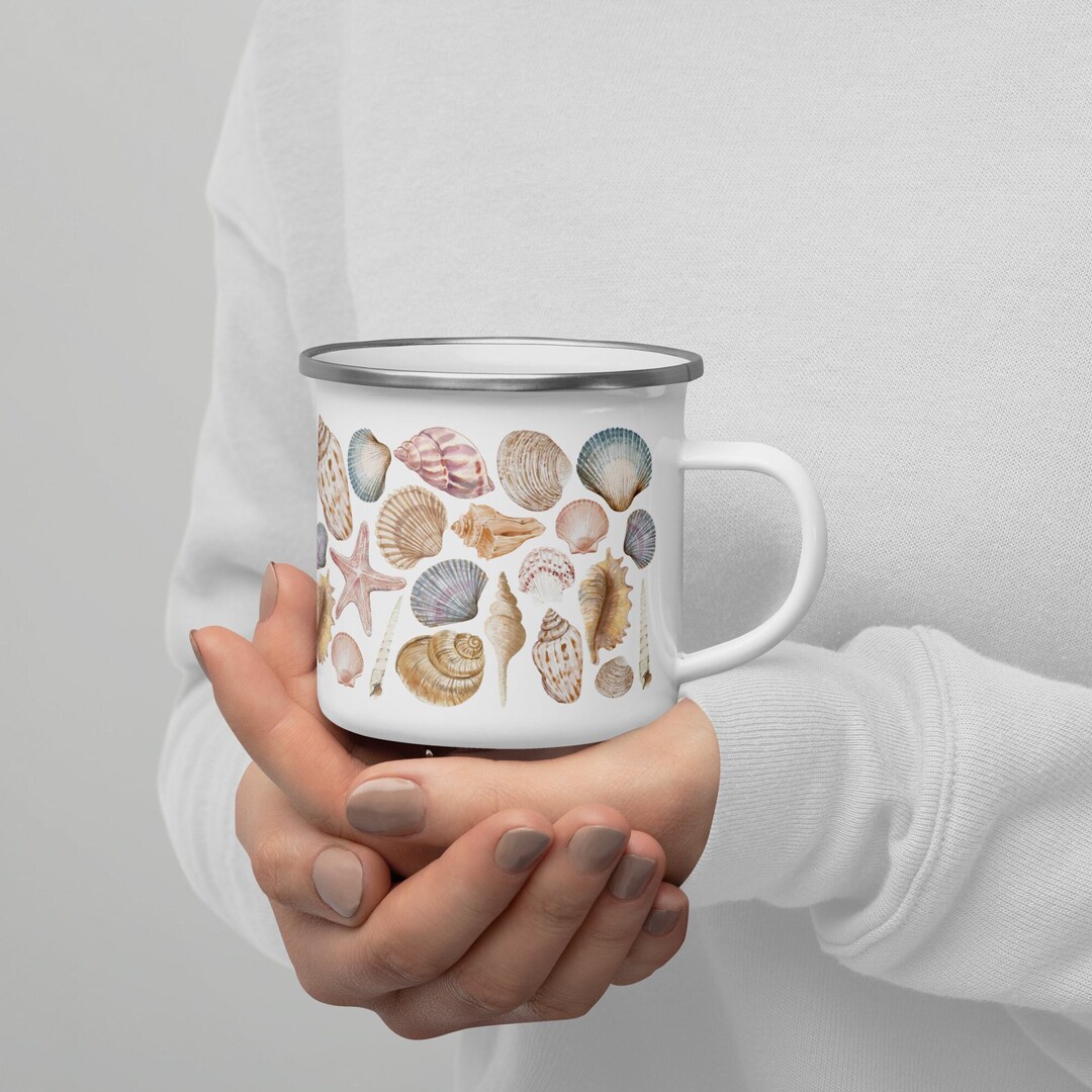 Seashells Enamel Mug Beachy Decor Best Gifts for Women Who Has ...
