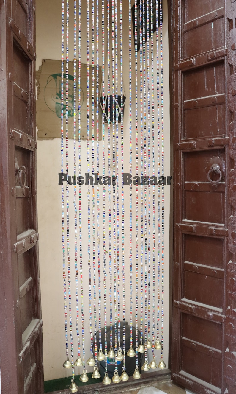 Bohemian Hippy Beaded Curtain for Doorways Multicolour Glass Beads ...