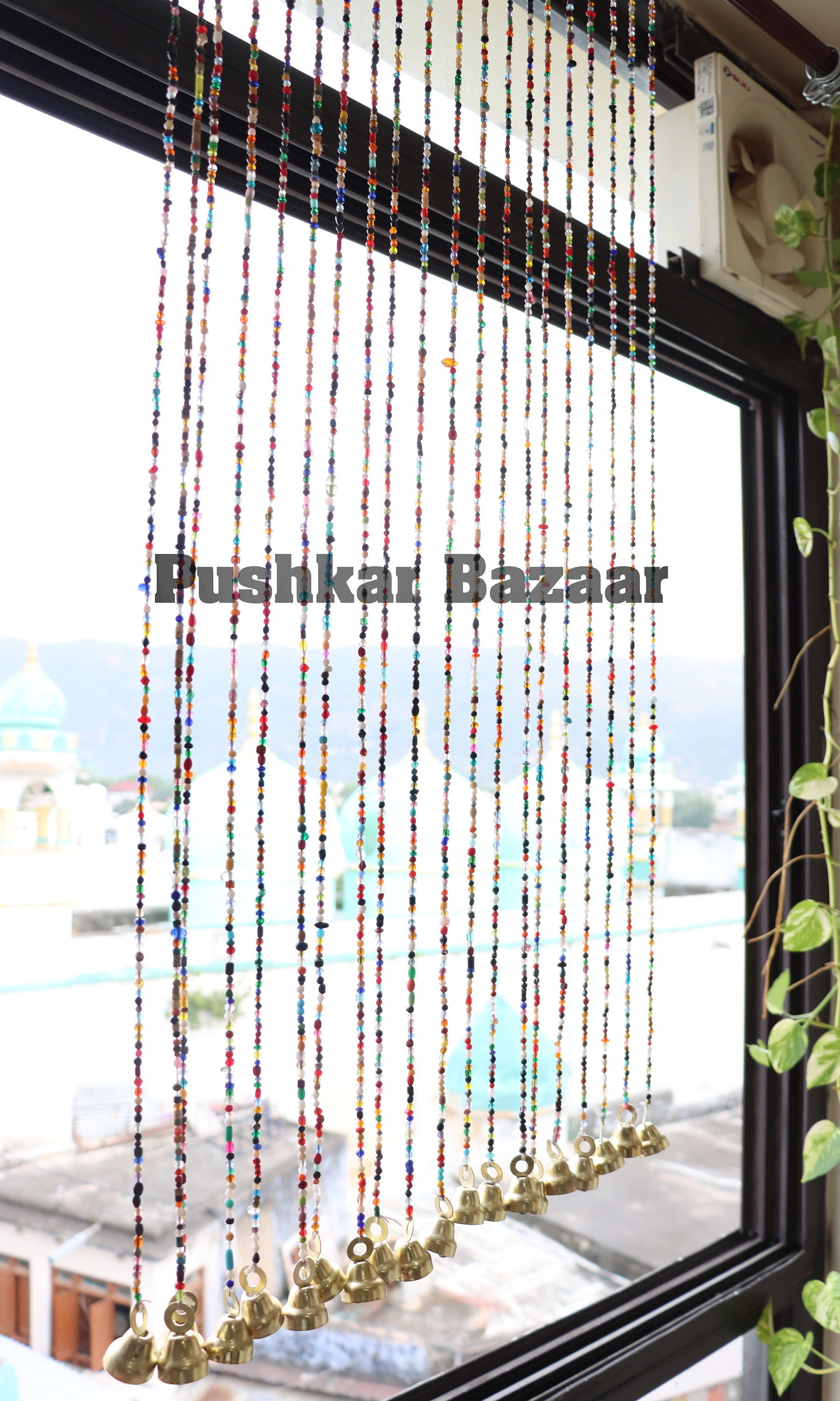 10 String Beaded Curtains, Hippie Window Beaded Veil, Colorful Valance ...