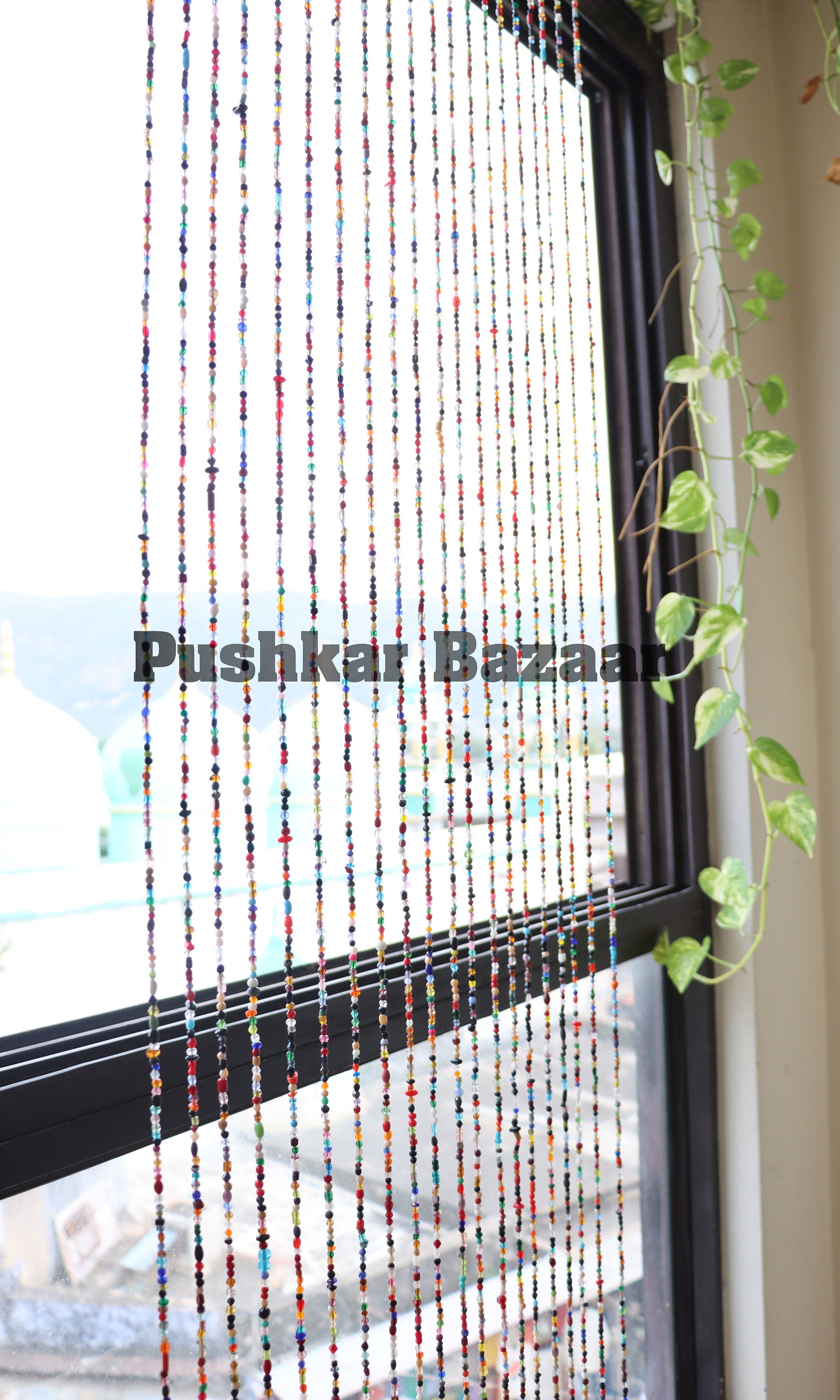 Handmade Bohemian Curtain , Glass Beads , Beaded Curtain , Hippy ...