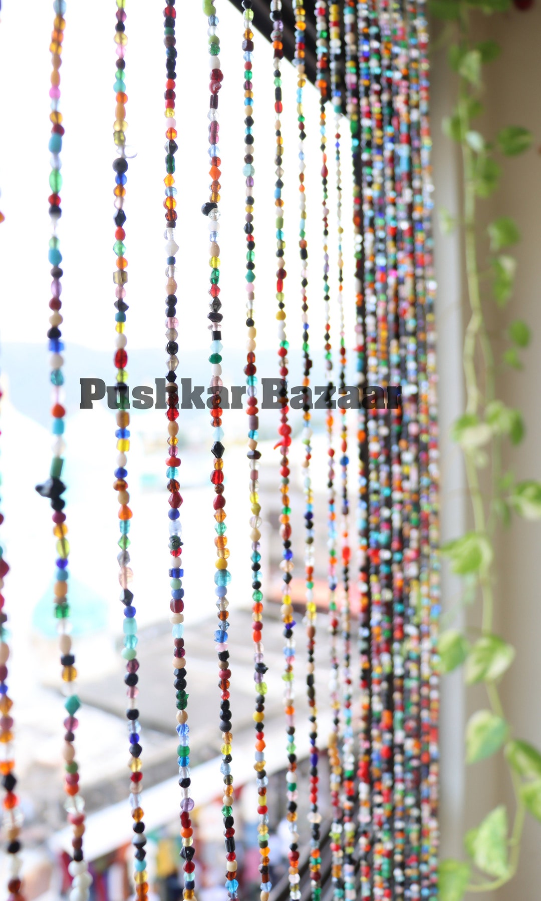 Bohemian Hippy Beaded Curtain for Doorways Multicolour Glass Beads ...