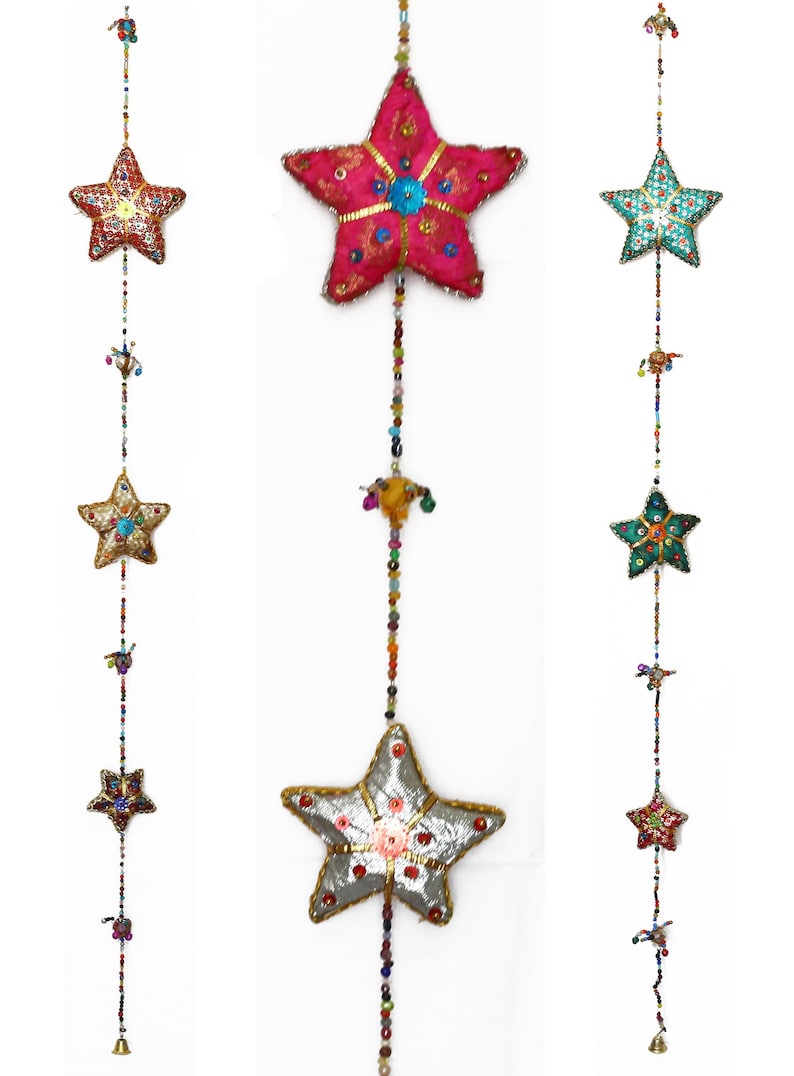Indian STARS Wall Hanging, Door Window Hanging, Gift for Home, Chimes ...