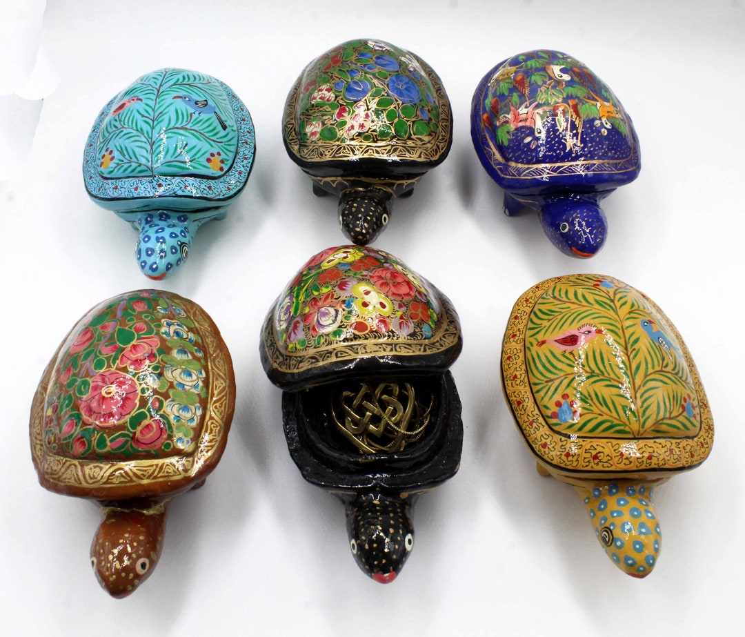 Turtle Jewellery Box , Ring & Earring Box, Engagement Gift, Paper Mache ...