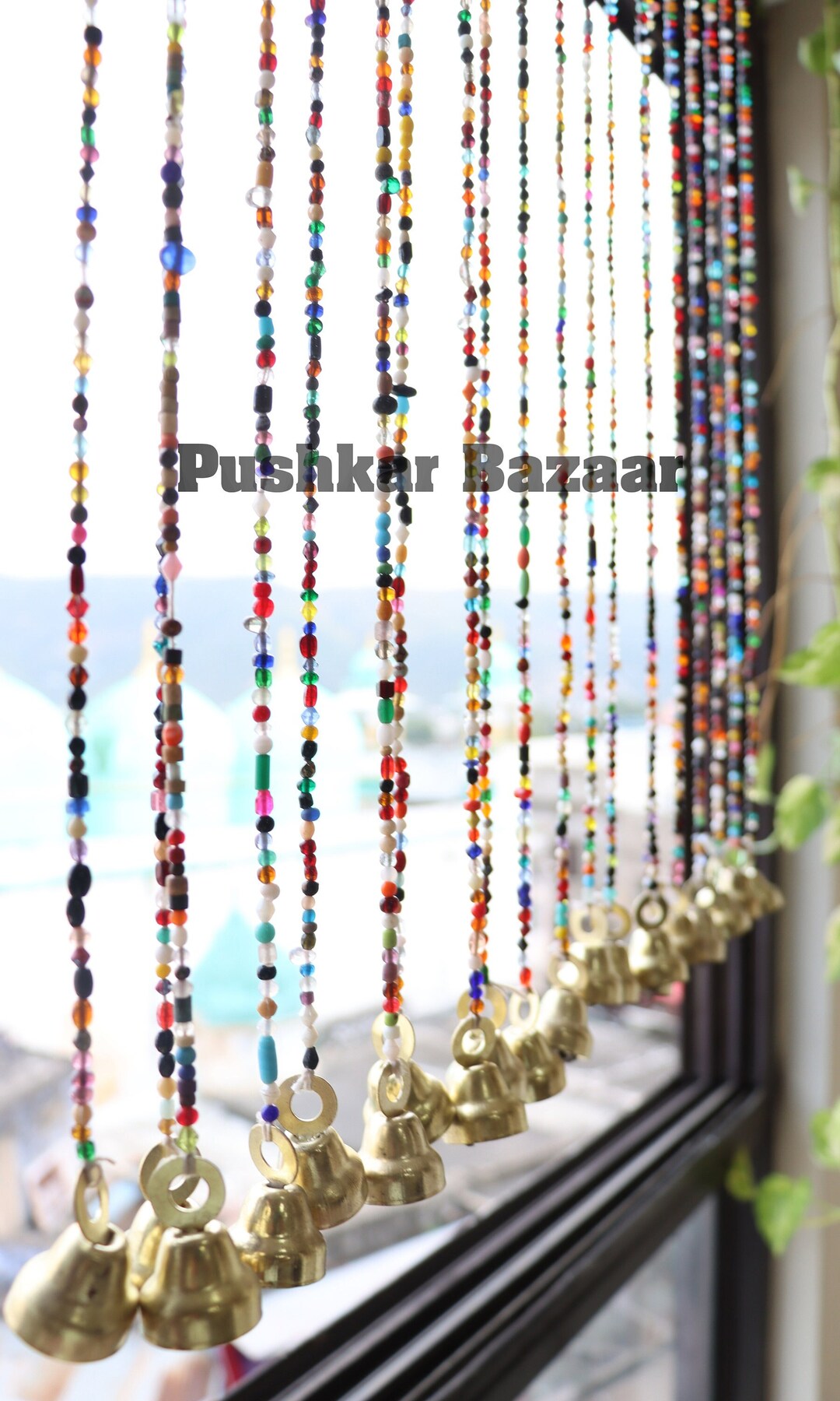 10 String Beaded Curtains, Hippie Window Beaded Veil, Colorful Valance ...