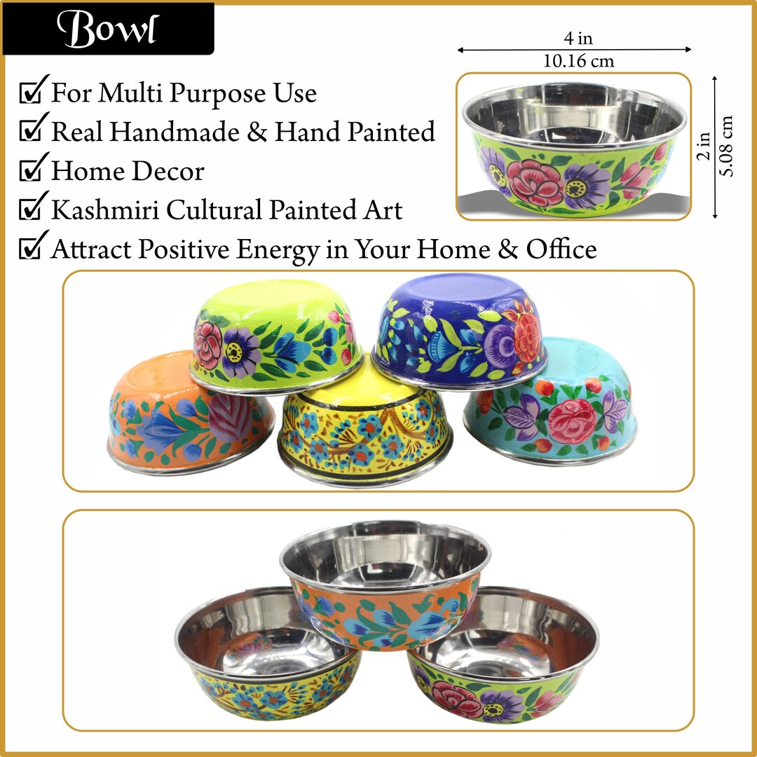 Hand Painted Bowls, Stainless Steel Bowl, Hand Painted Rice Bowl ...