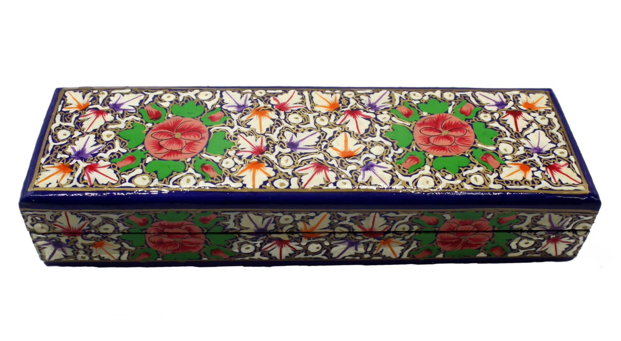 Buy Hand Painted Pencil Box, Vintage Kashmiri Paper Mache Pencil Box ...