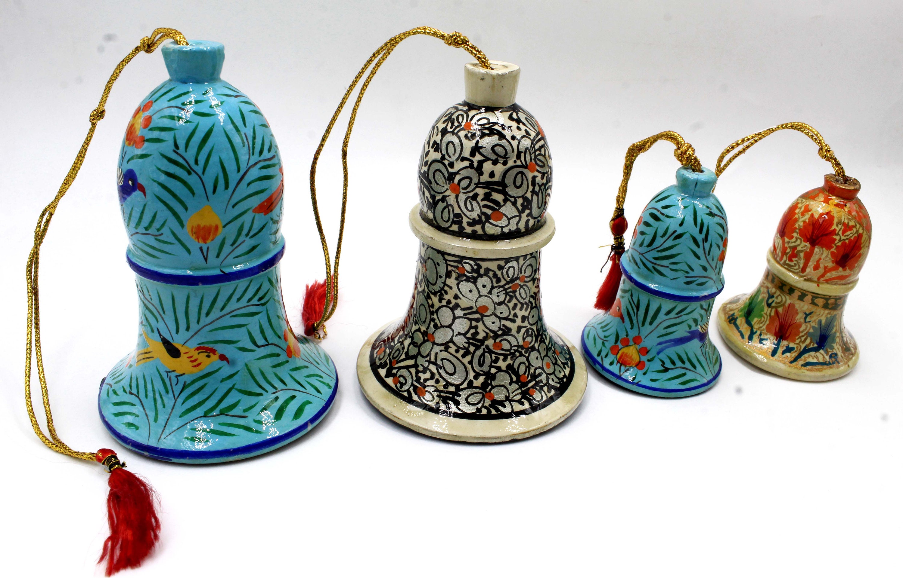 Christmas Hand Painted Ornament Bells Paper Mache Ornament - Etsy