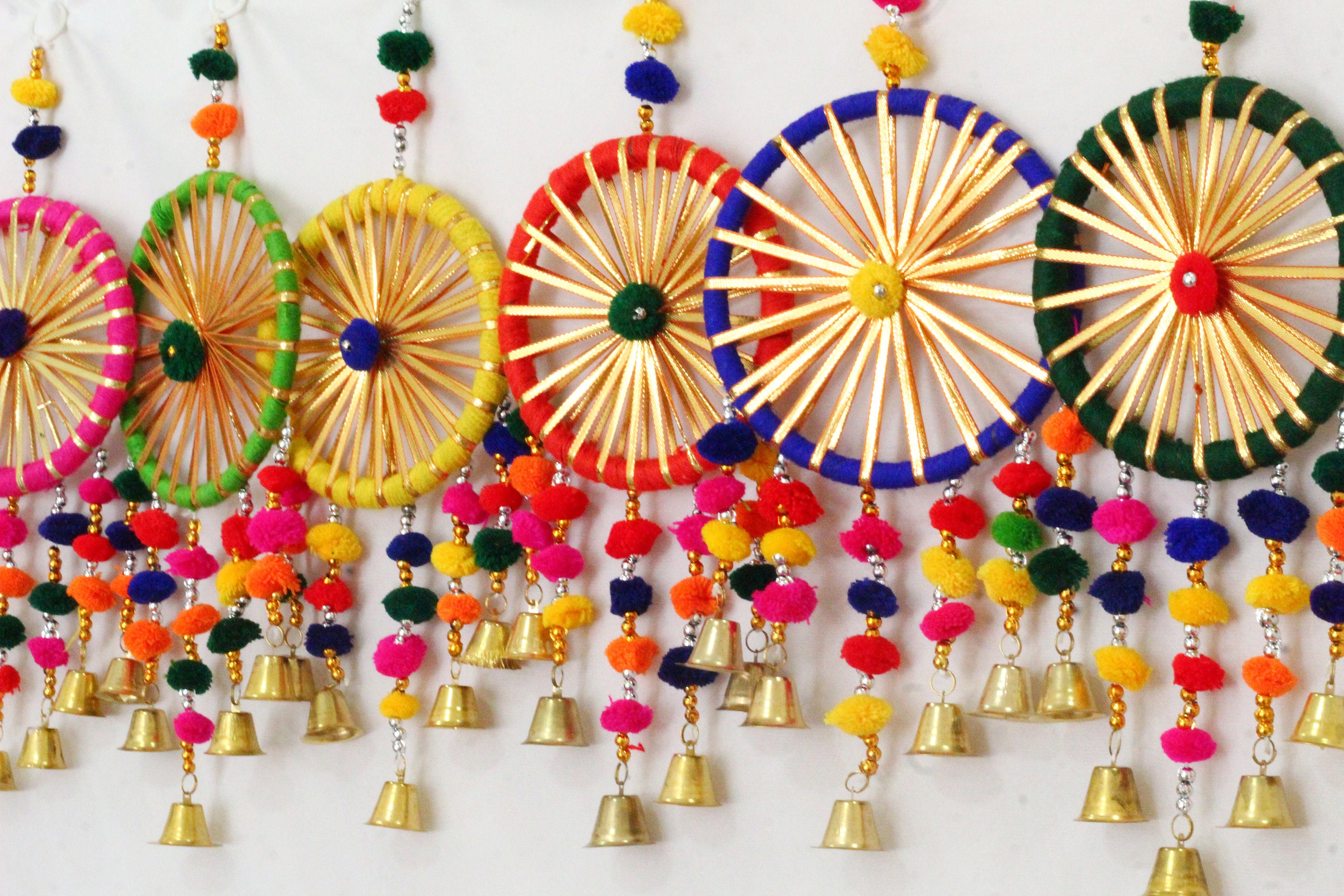 Traditional Indian Decor Pom Pom Hanging, Indian Wedding Decor, Dholki ...