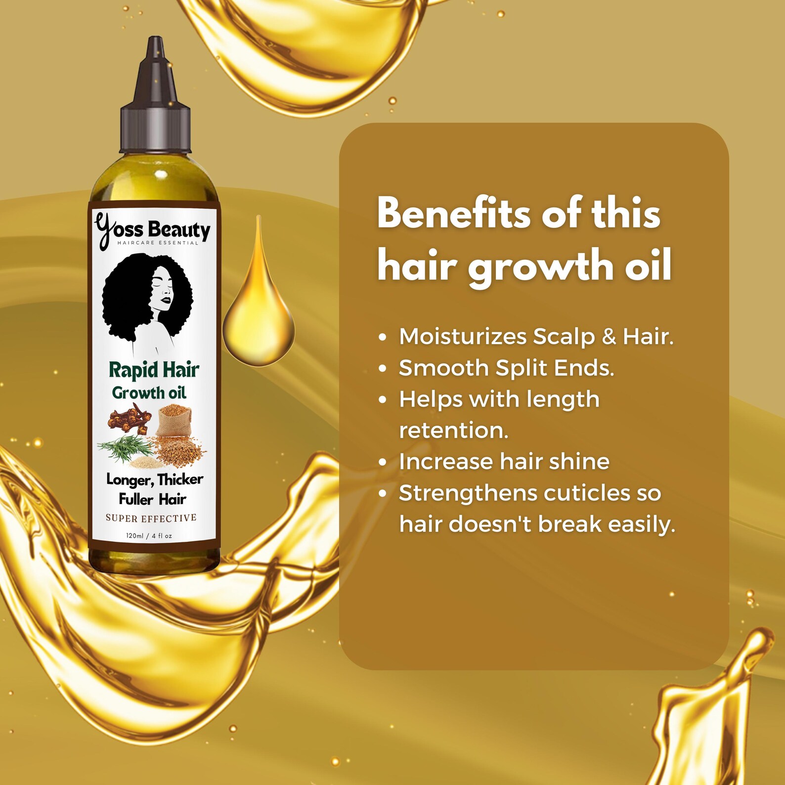 Fast Hair Growth Oil, Extra Strength Hair Oil, Thicker, Stronger Hair ...