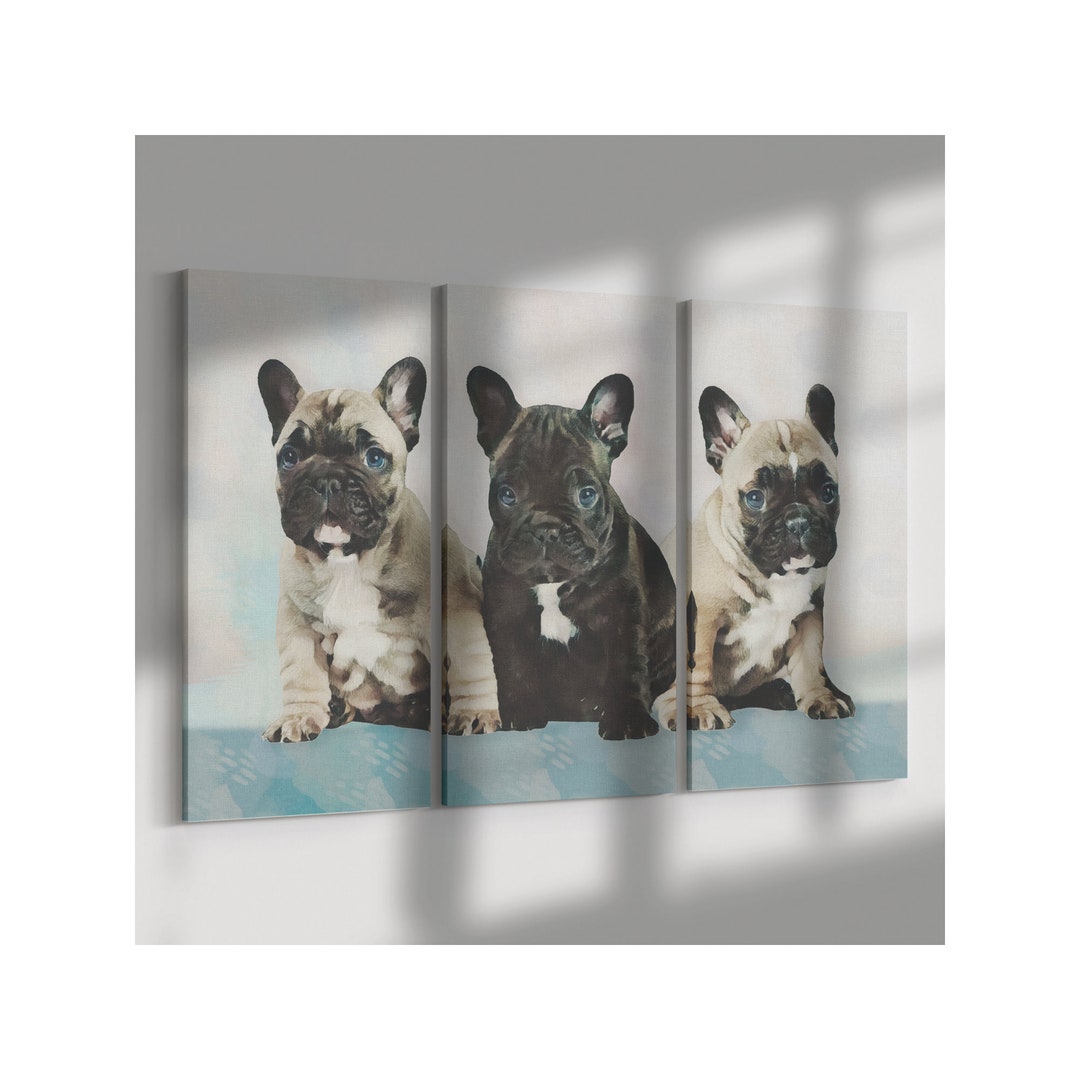 French Bulldog Wall Art, 3 Piece Wall Art, Frenchie Art, Canvas Art ...