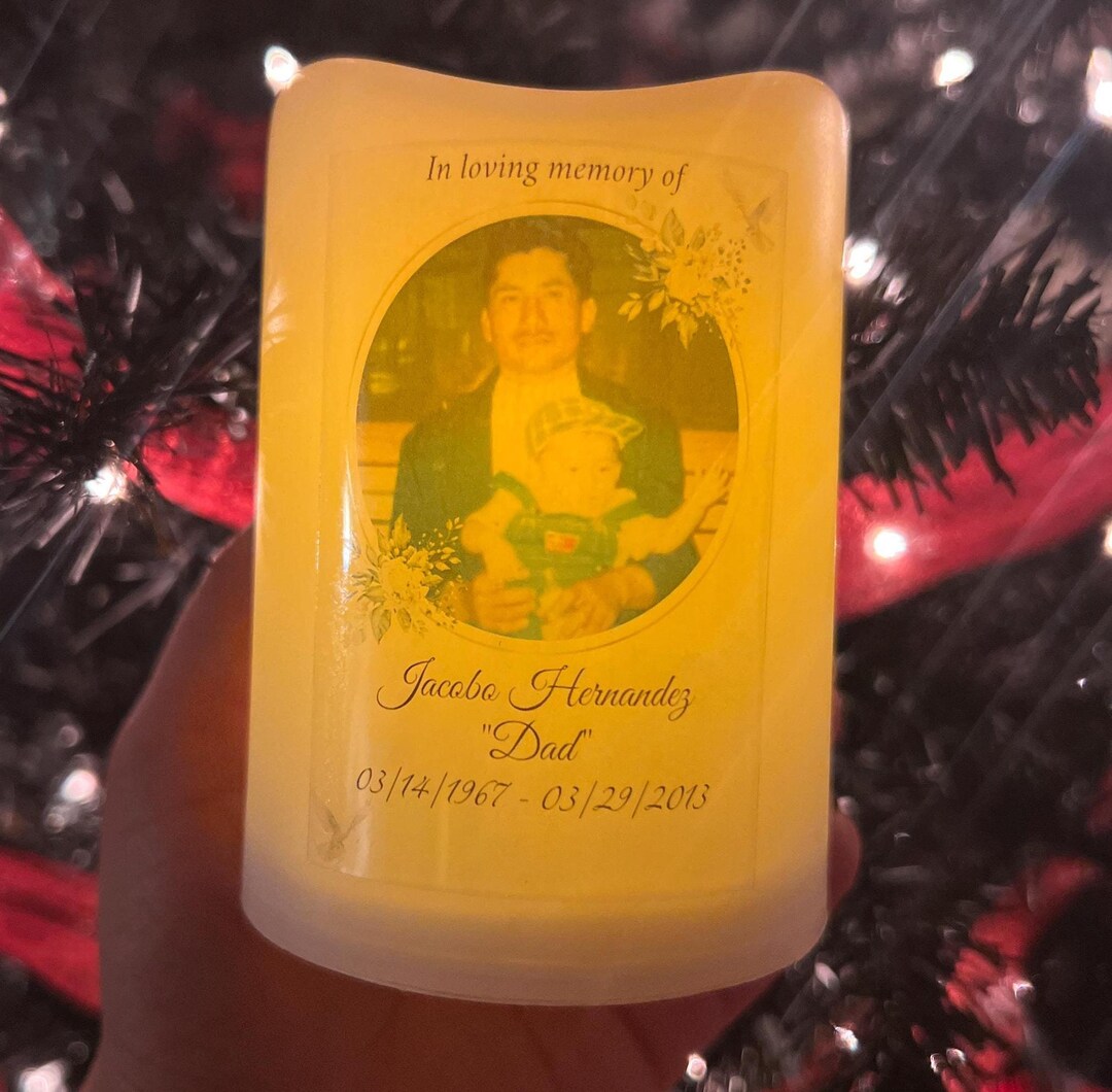 4" LED Memorial Pillar Candle | Custom Memorial Candle | Personalized ...