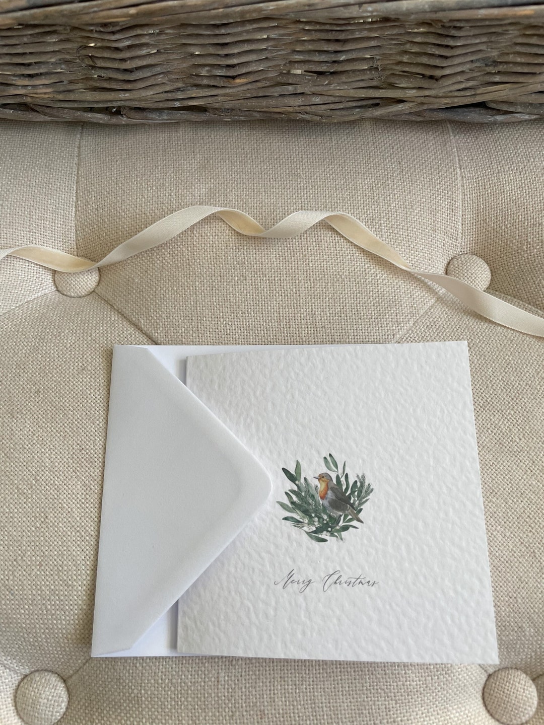 Christmas Card Robin Design 'merry Christmas' - Etsy