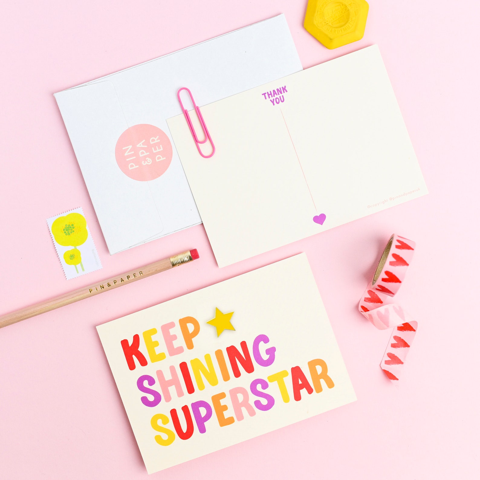 Keep Shining Superstar Star Enamel Pin Badge Postcard Keepsake Thank ...