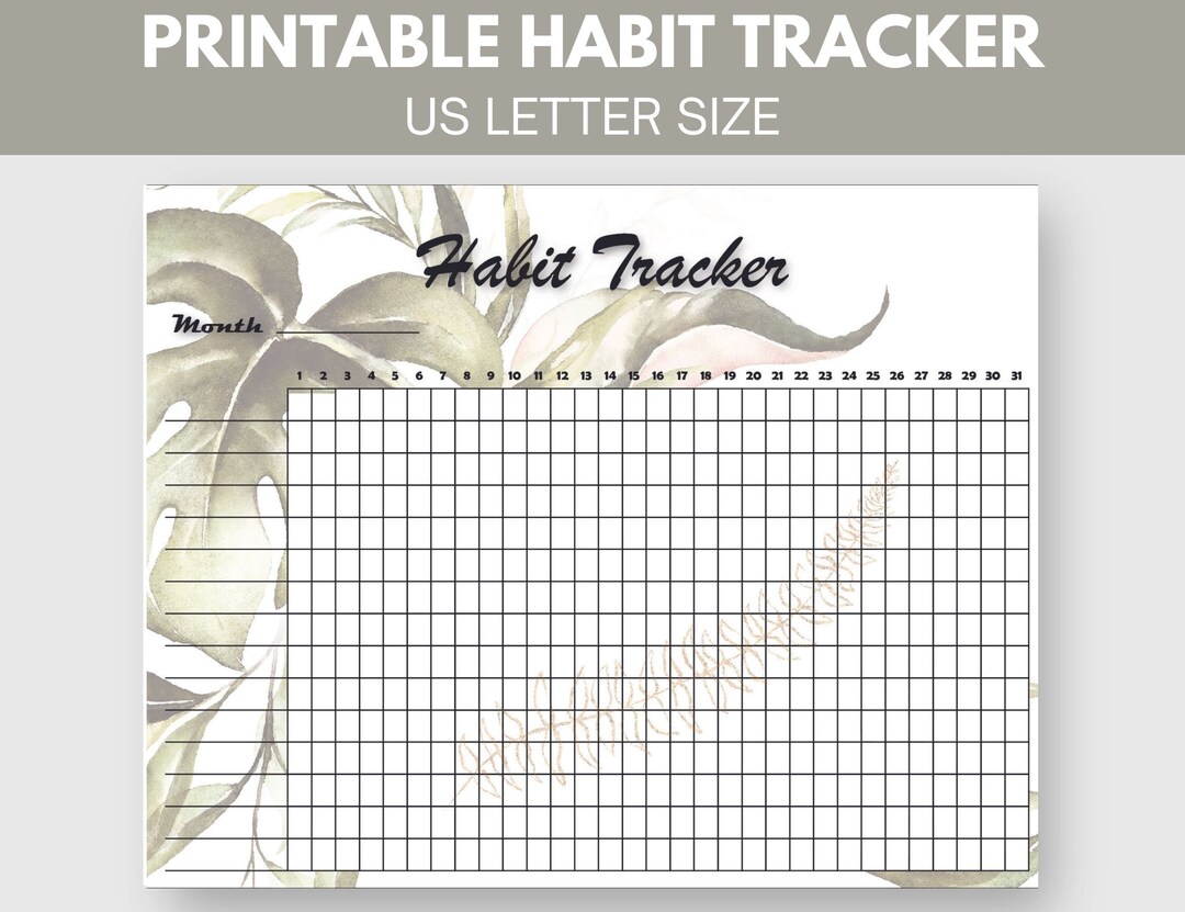 Floral Daily Habit Tracker Monthly Printable, Goal Planner, Habit ...