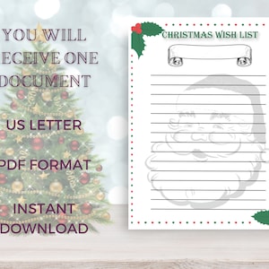 Christmas Wish List PDF Printable Vintage Santa Claus Wish List - Etsy