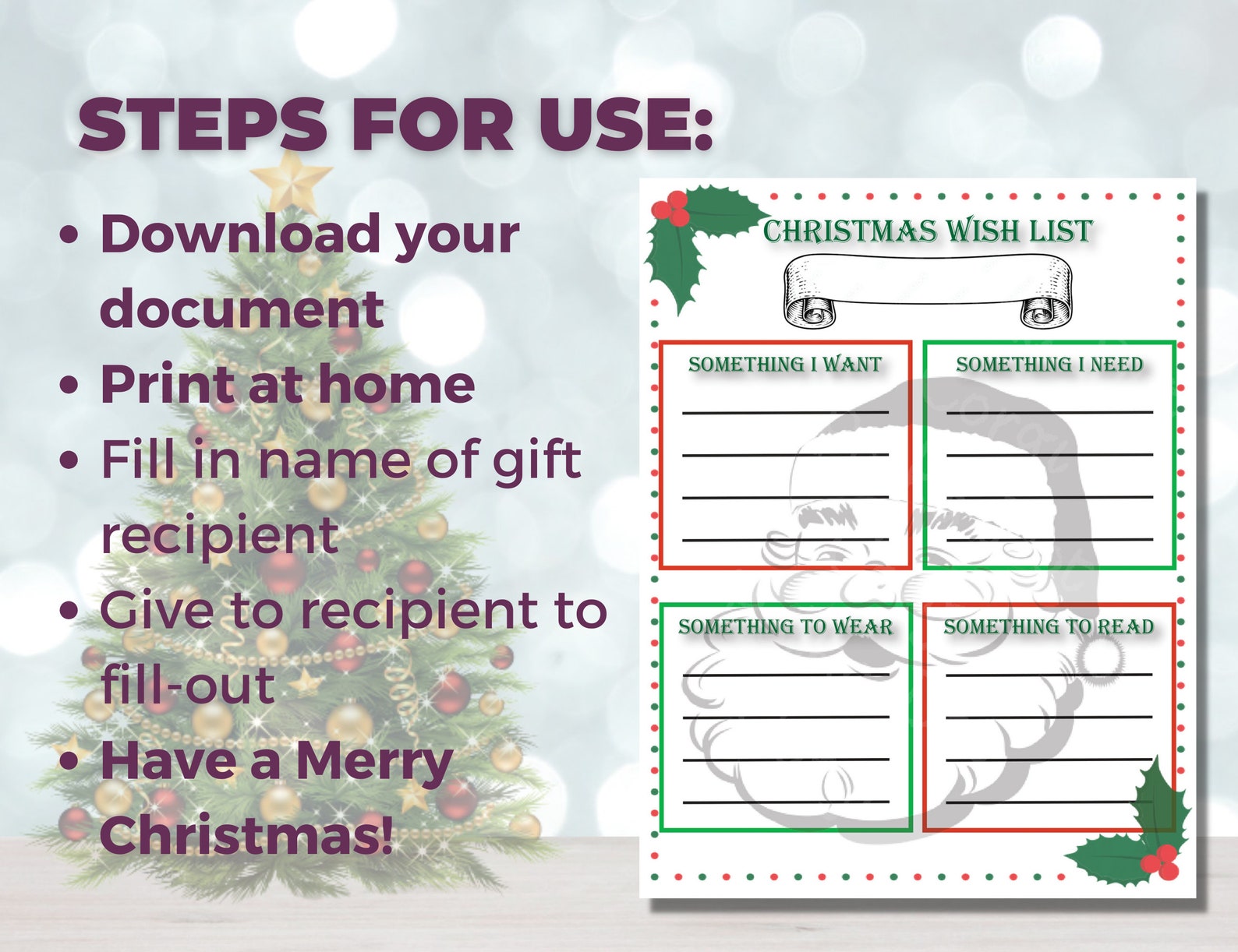 4 Gift Rule Christmas Wish List Thoughtful Christmas Grandparent Wish ...