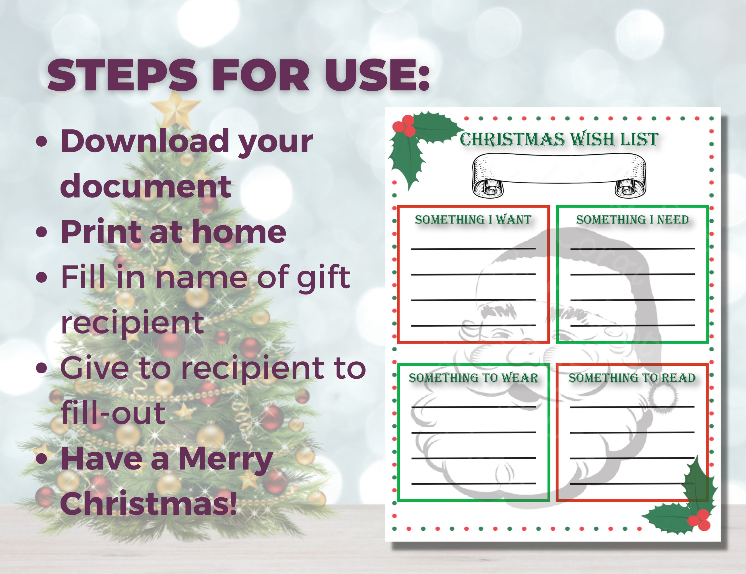 4 Gift Rule Christmas Wish List Thoughtful Christmas Grandparent Wish ...