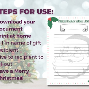 Christmas Wish List PDF Printable Vintage Santa Claus Wish List - Etsy