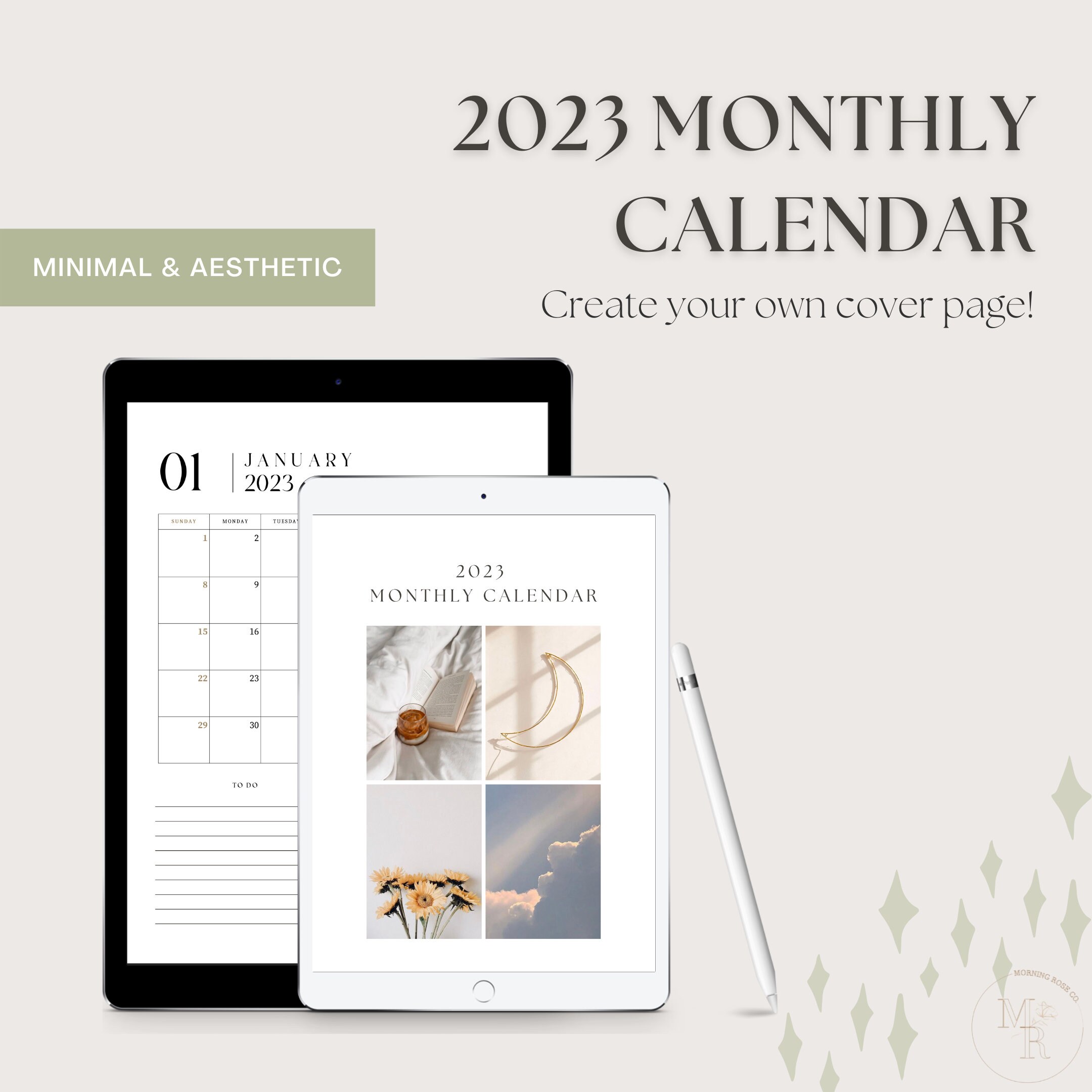 2023 Monthly Calendar, Blank Monthly Calendar, 2023 Printable Monthly ...