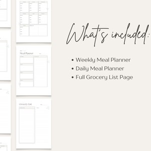 Minimalist Meal Planner Template: Weekly & Daily, Grocery List (PDF) - Etsy