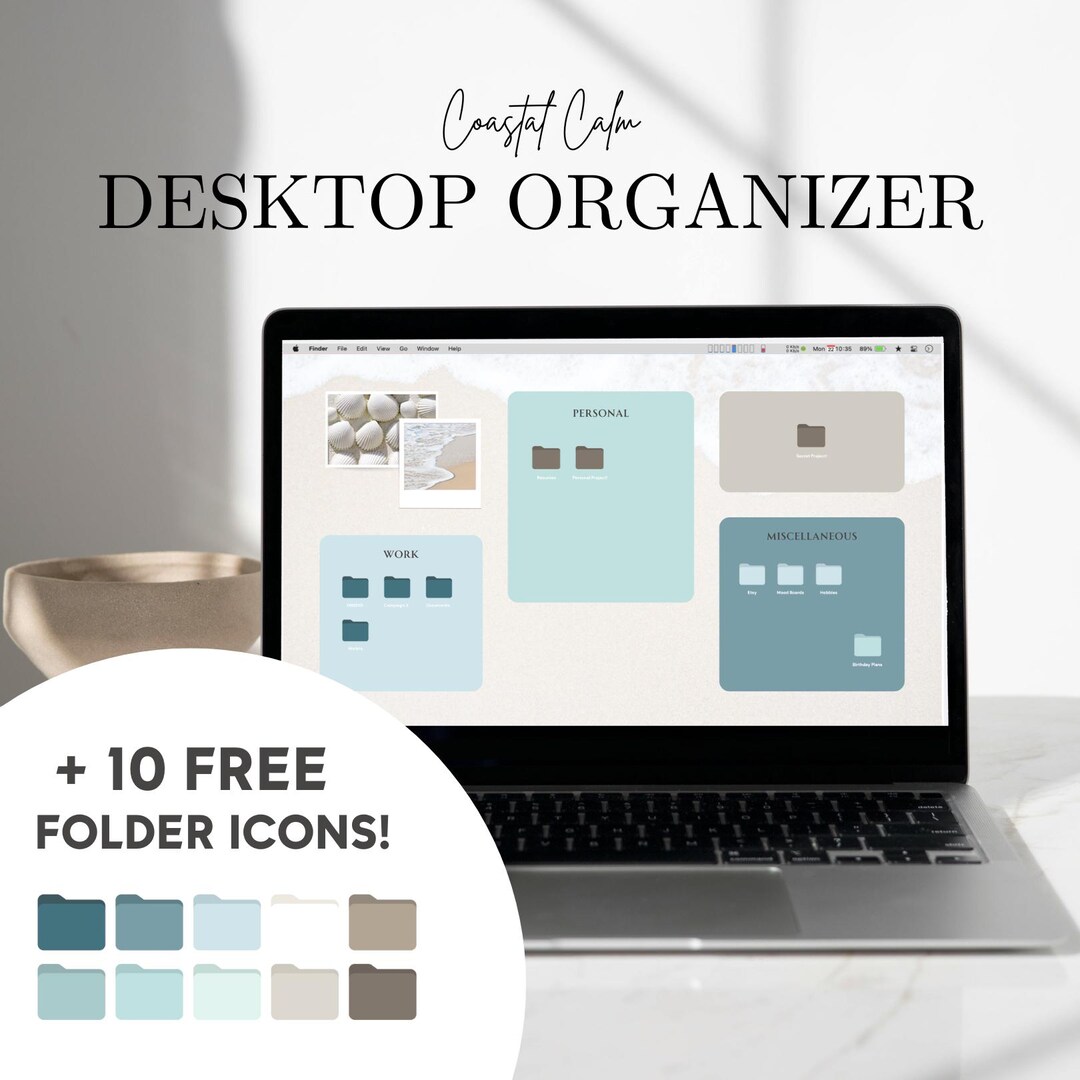 Desktop Organizer, Coastal Calm Desktop Wallpaper, Beach Desktop ...
