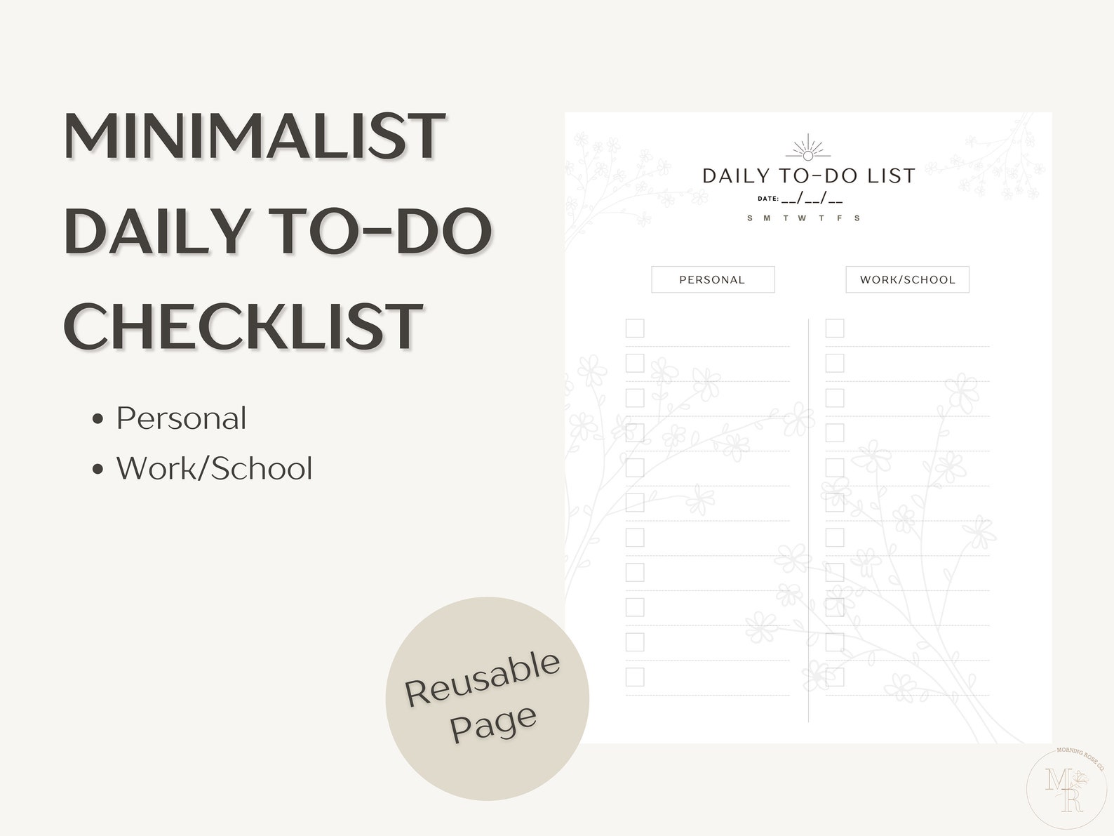 Daily to Do List Daily Checklist Daily Checklist Digital - Etsy
