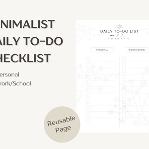 Daily to Do List, Daily Checklist, Daily Checklist Digital Download ...