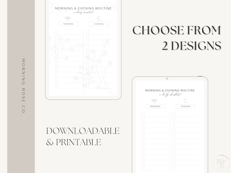 Daily Routine Checklist: Morning & Evening Planner (digital Download ...