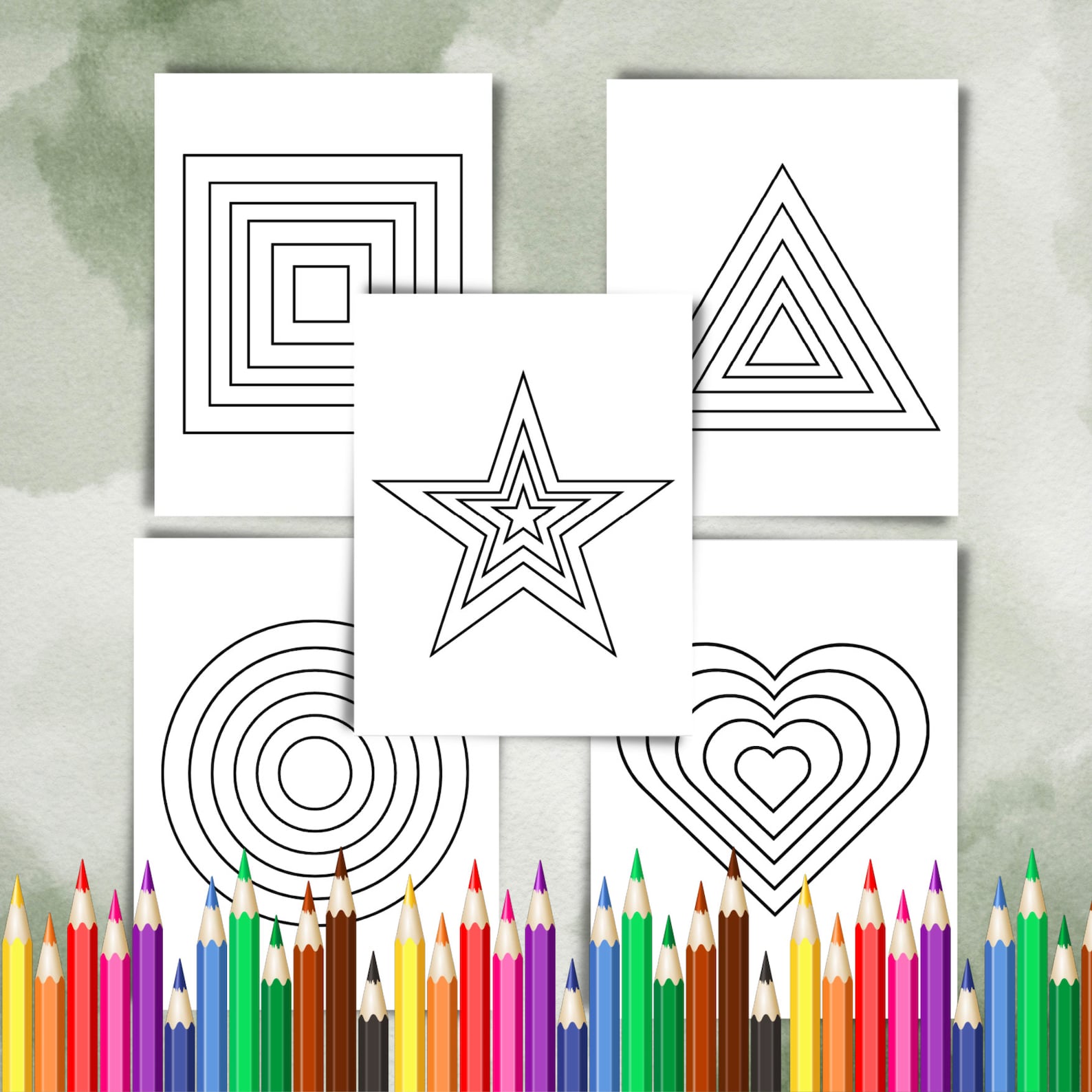 5 Simple Shapes Coloring Pages - Etsy