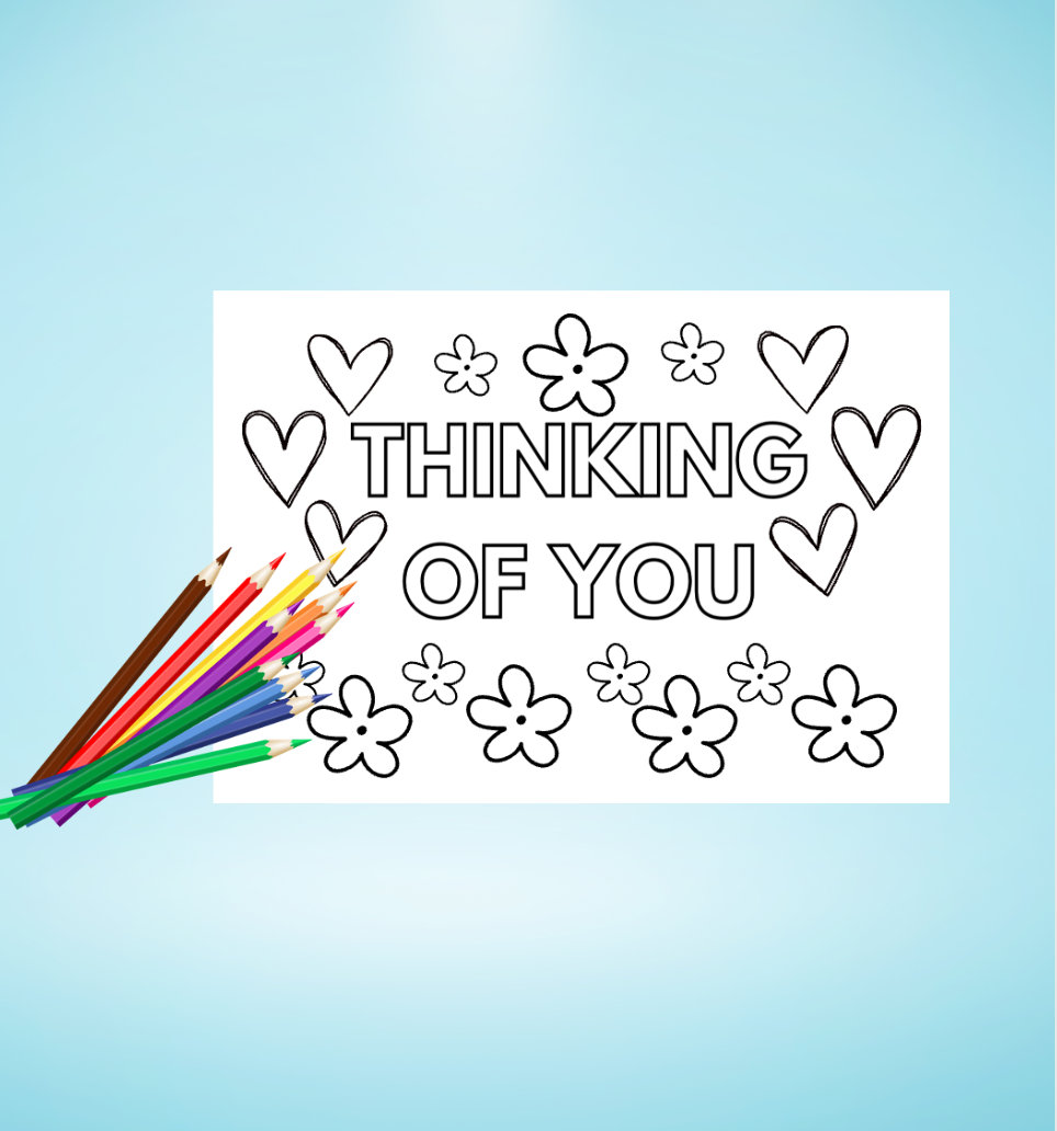 Thinking of You Coloring Sheet, Simple Design - Etsy