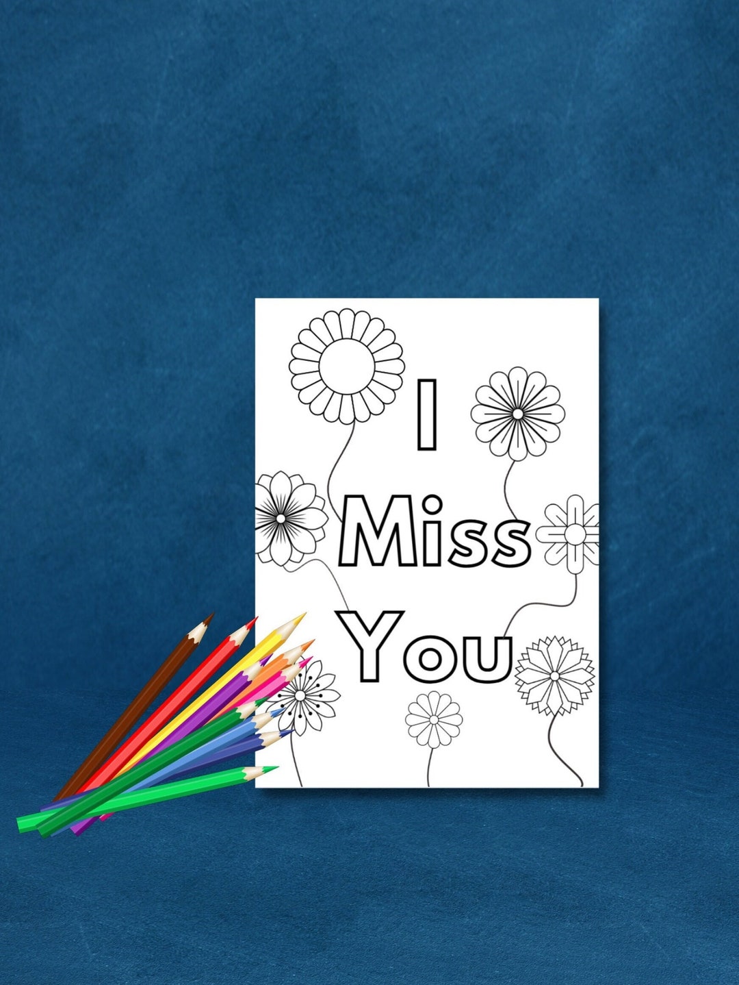 I Miss You Coloring Sheet, Simple Design - Etsy