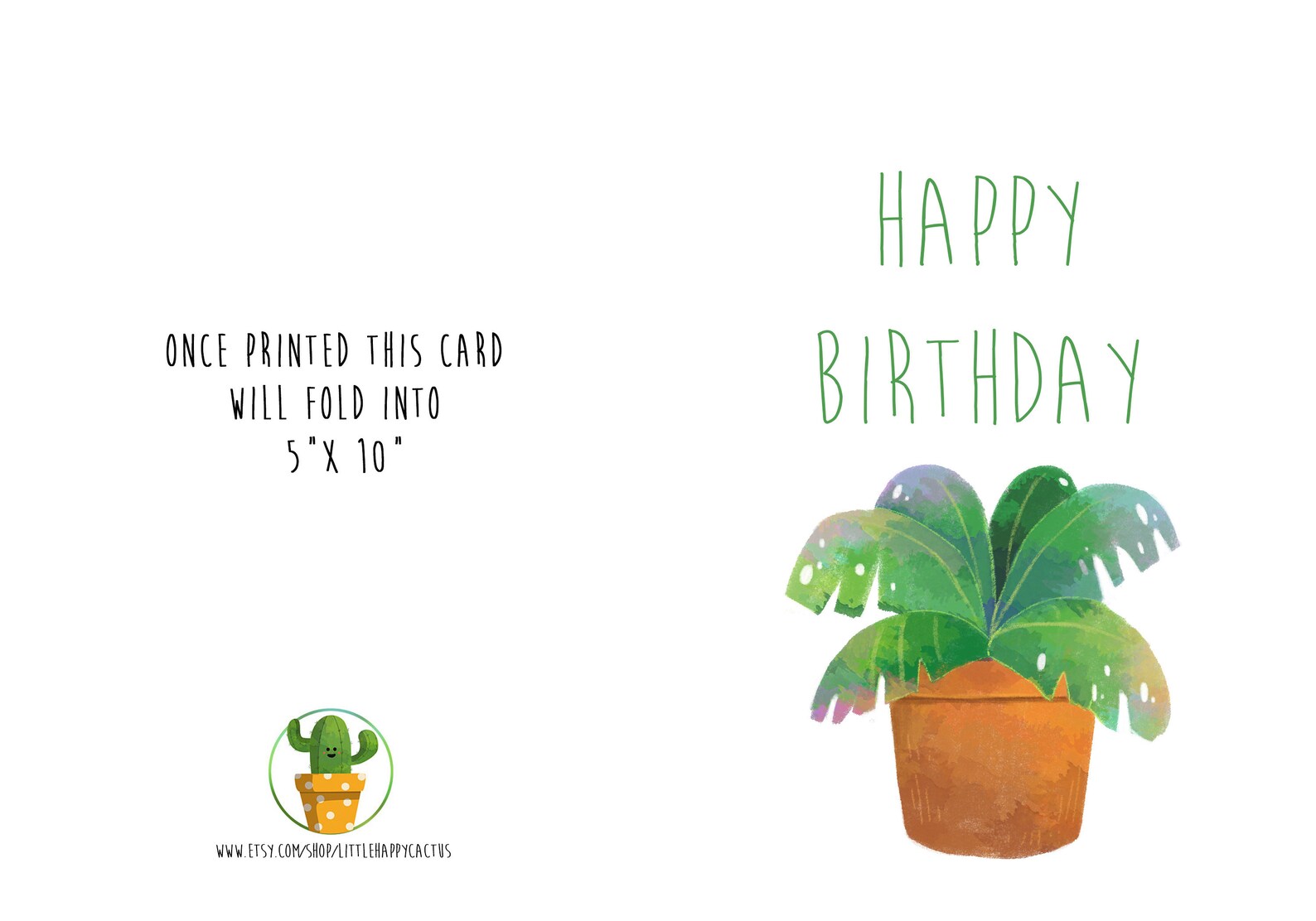 Printable Birthday Card, Plant Birthday Card, Printable Plant Happy ...