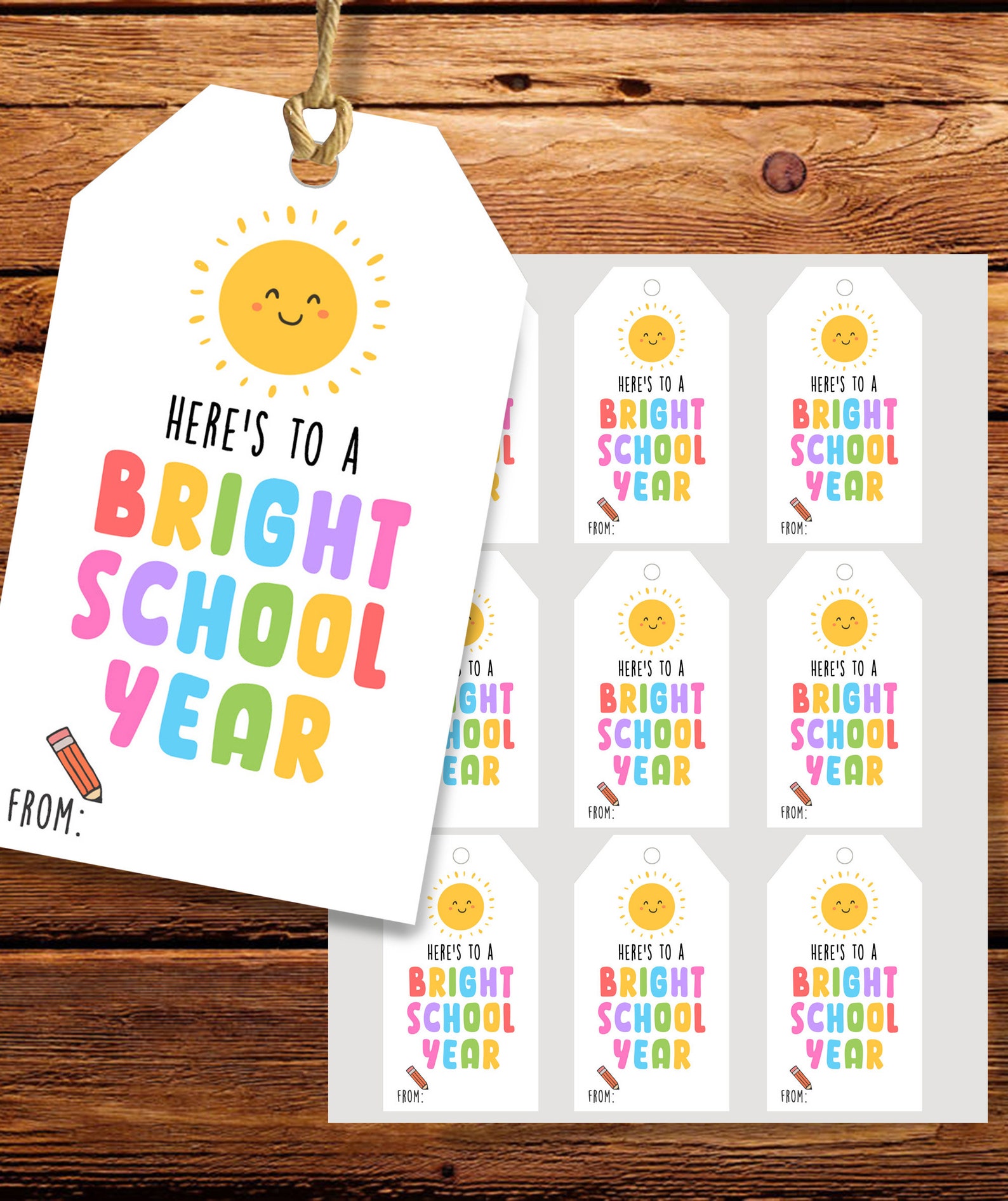 Here's to a Bright School Year Tag Printable Back to - Etsy