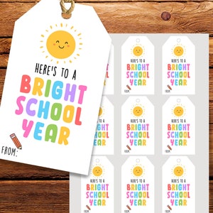 Here's to a Bright School Year Tag, Printable Back to School Tag ...