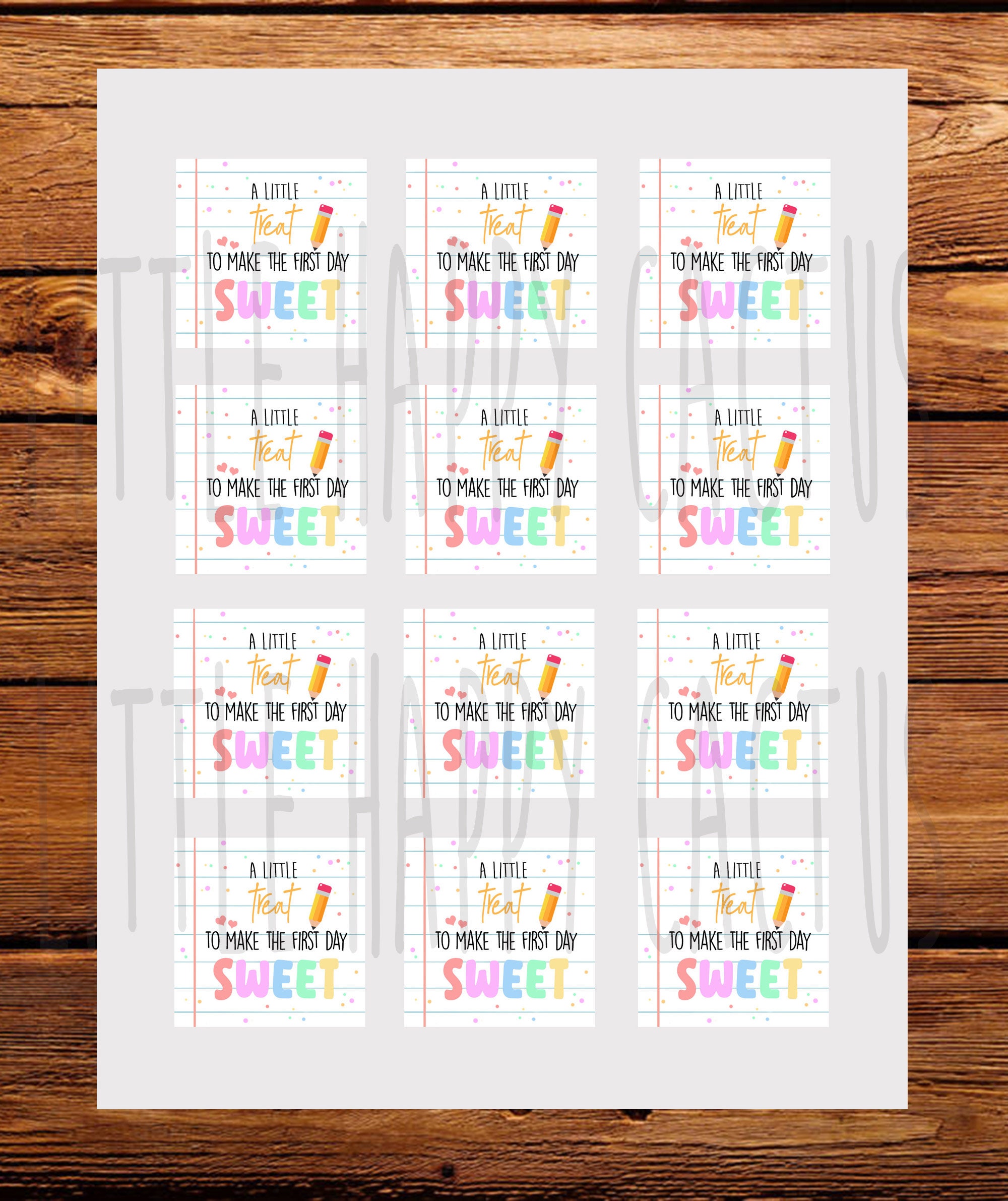 A Little Treat to Make the First Day Sweet Tag, Printable Tag, Back to ...