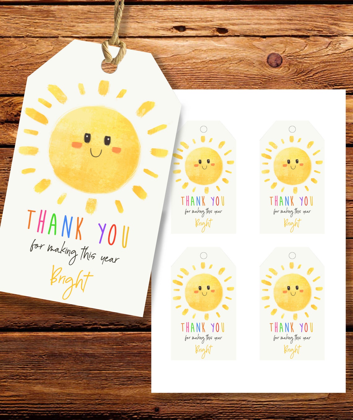 PRINTABLE Thank You for Making This Year Bright Tag, Summer Gift Tag ...