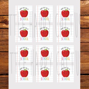 Printable First Day of School, Back to School Tag, Cookie Tag, Instant ...