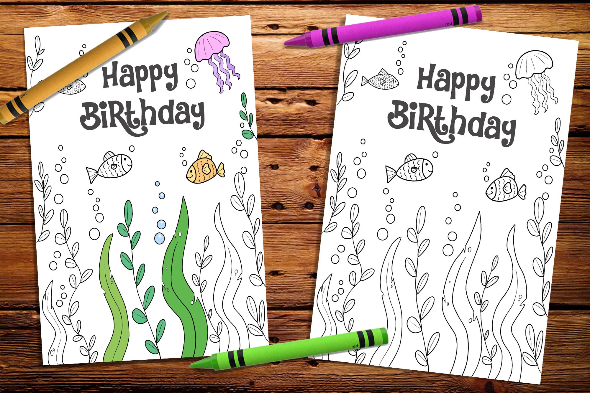 Undersea Birthday Card, Printable Happy Birthday Card, Under Sea ...