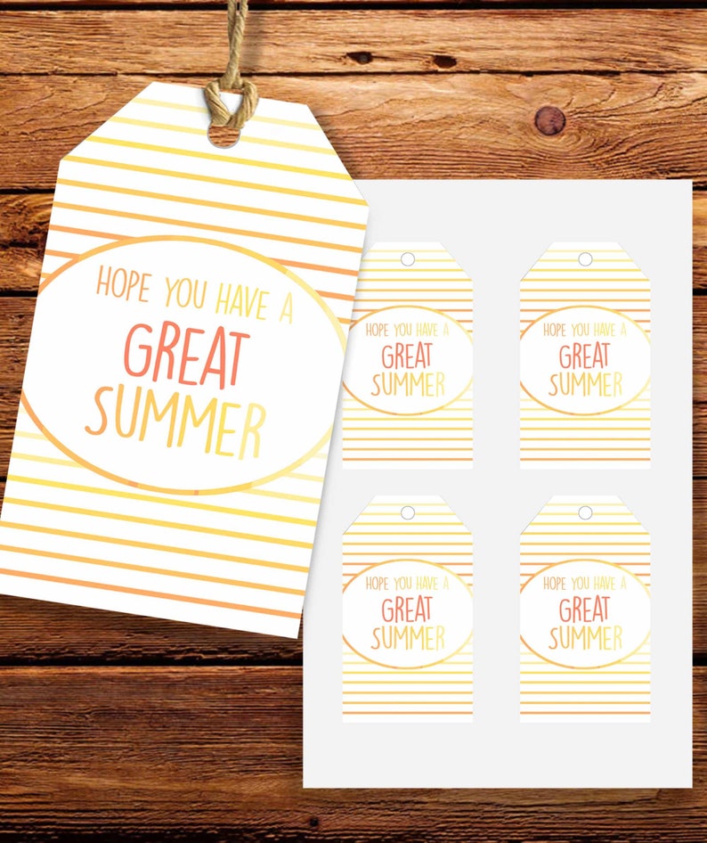 Printable Hope You Have a Great Summer Tag, Printable Tag, Rainbow Tag ...