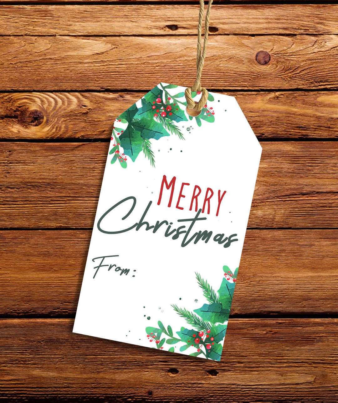 Printable Christmas Gift Tag, Holiday Favor Tag, Merry Christmas ...