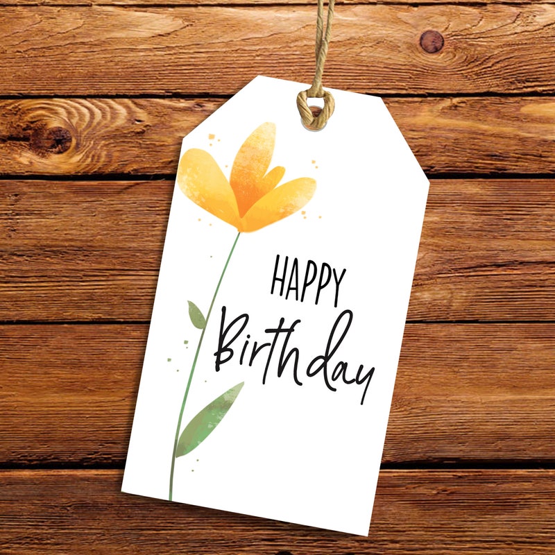 Happy Birthday Floral Tag - Etsy