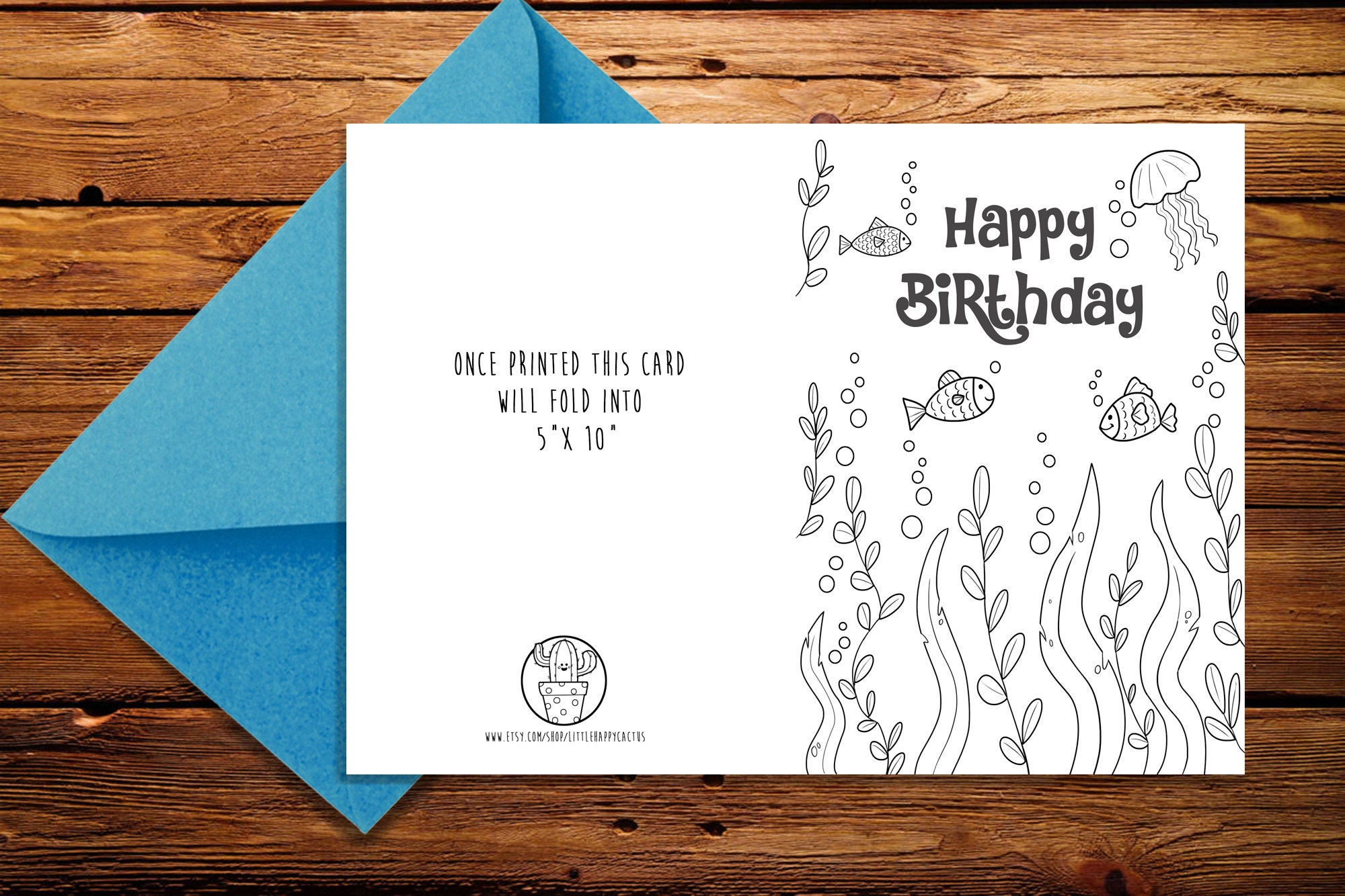 Undersea Birthday Card, Printable Happy Birthday Card, Under Sea ...