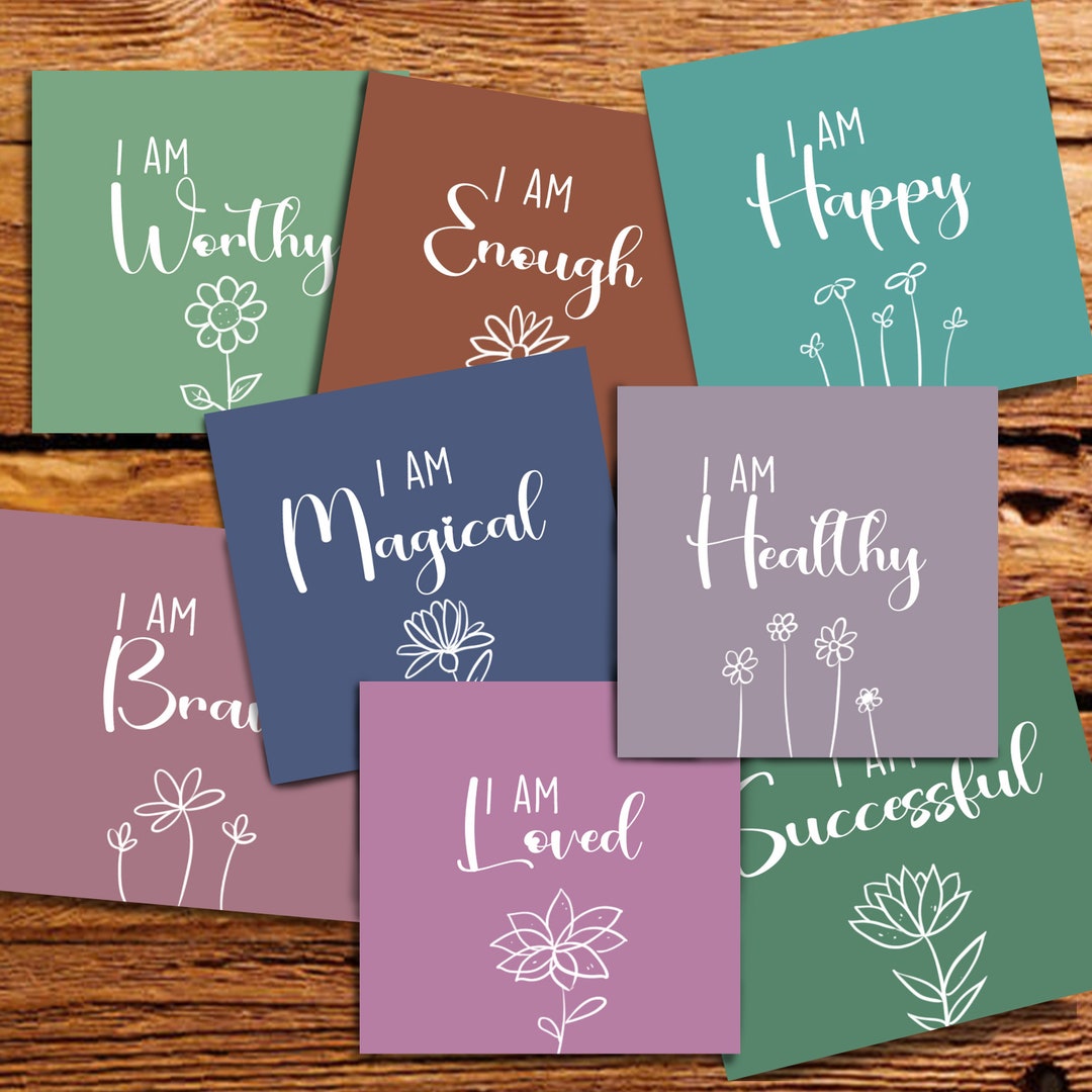 Printable Positive Affirmation Cards, Floral Motivational Cards ...